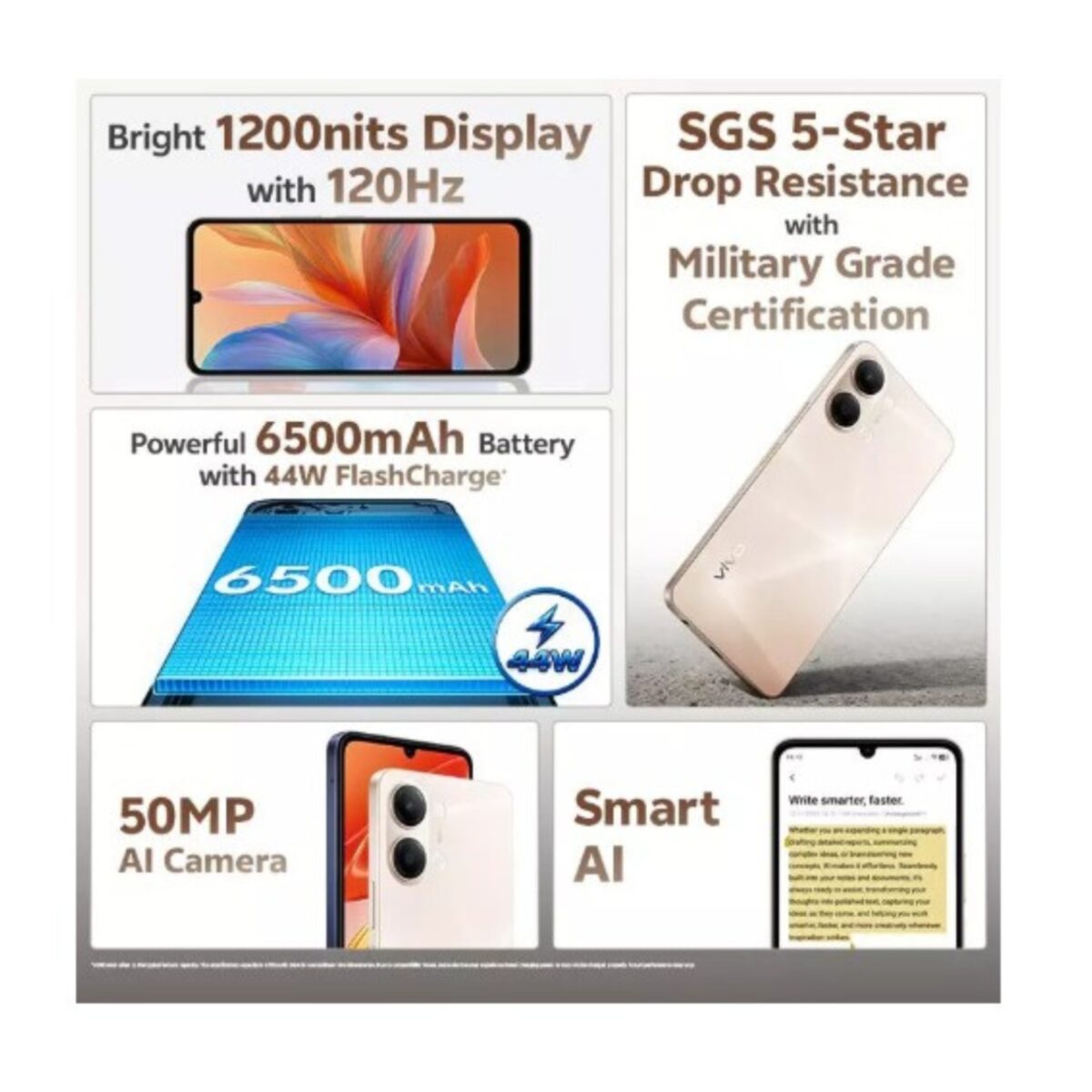 Vivo Y21 5G (4GB/128GB Storage, Champagne Gold) - Nandilath G-Mart